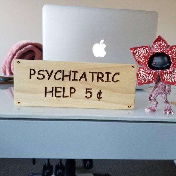 Psychiatric Help 5 Cents, Wooden Block Sign, Lucy Sign, Charlie Brown ...