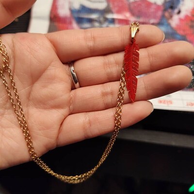 Hawks Red Feather Necklace - Etsy