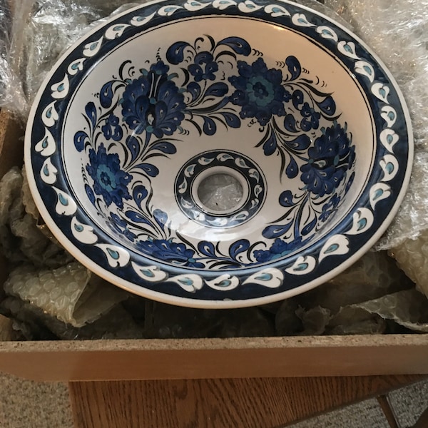 Ceramic Unique Blue Wash Basin, Bathroom Vessel Sink Above Counter ...