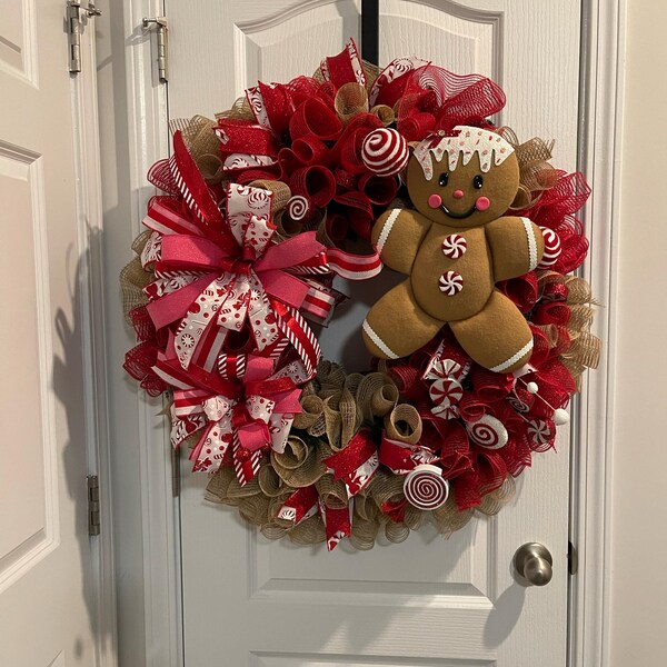 Gingerbread Wreath Attachment, Christmas Wreath Attachment, Gingerbread ...