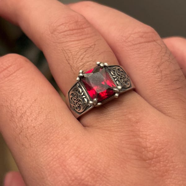 Unique Mens Pinky Signet Ring in Silver, Rectangle Solid Silver Pinky ...