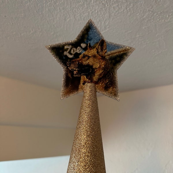 CUSTOM Tree Topper on Black Glitter Base - Etsy