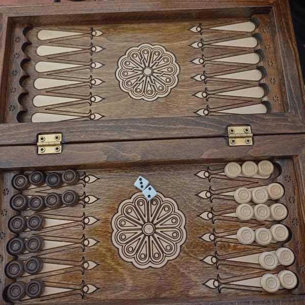 Beautiful Backgammon Set Pomegranate / Handmade Wood Board Game Nardi ...