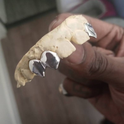 925 Sterling Silver Custom Fang Grillz Set Double Fangs Caps Vampire ...