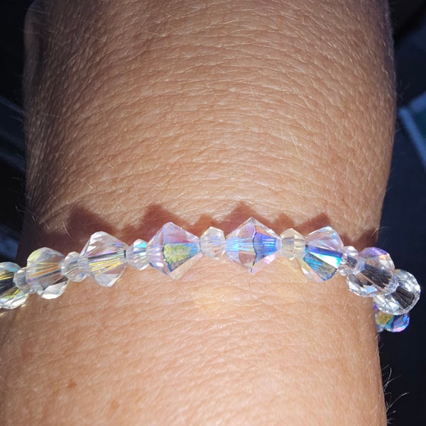 Swarovski Clear Crystal Handmade Stretch Bracelet, Woman Bracelet, Girl ...
