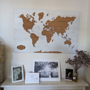 World Map Push Pin Wall Art, Cork World Map Board, Wooden World Map ...