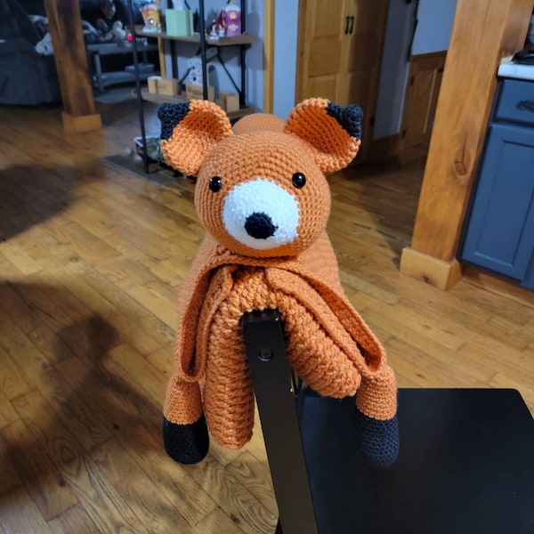 3 in 1 Woodland Fox Baby Blanket Toy Lovey Crochet Pattern Pram Blanket ...