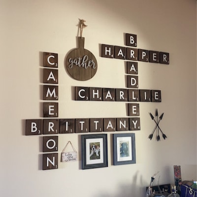 Wall Scrabble Tiles 4.5 Wood Tile Blocks Gallery Wall - Etsy