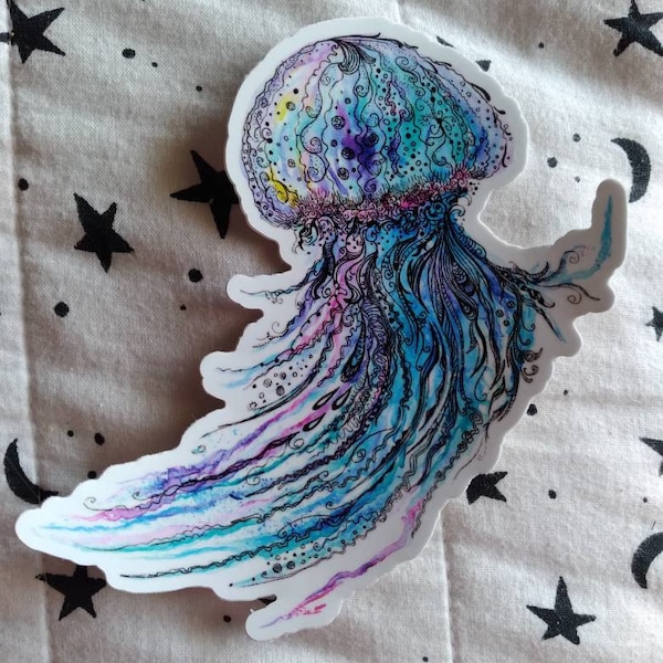 Watercolor Jellyfish Sticker Jelly Fish Art Ocean Beach Car Truck Boat ...