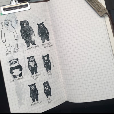 Bear Family Stamp Set, Unique Gifts for Crafters, Vintage Bear Stamps ...