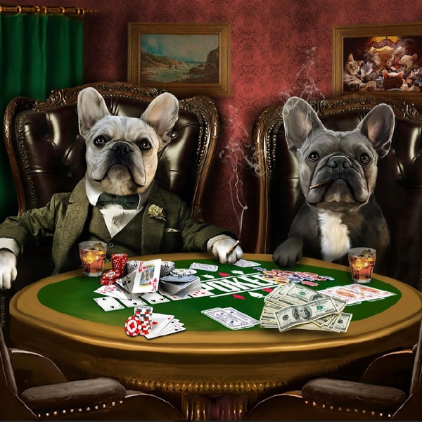 Custom Pet Portrait, Dogs Playing Poker, Pet Playing Poker, Funny Pet ...