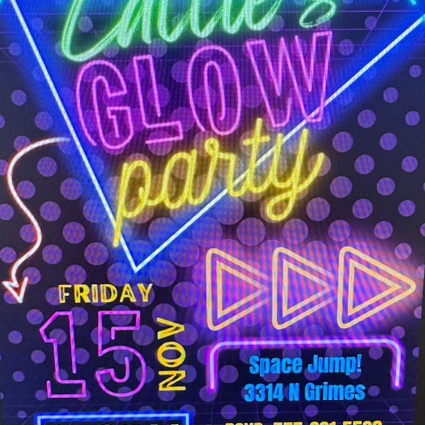 Warning Official Teenager Blue Neon Glow Party Birthday Invitation ...