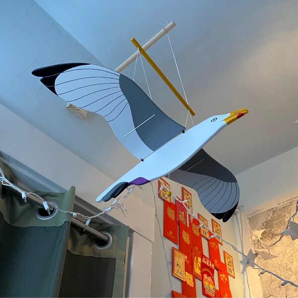 Mobile Flying Wooden Bird Gull for Home Decoration or Decoration for a ...