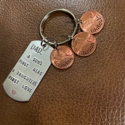 Personalized Dad Keychain, Fathers Day Christmas Gift From Son Daughter ...