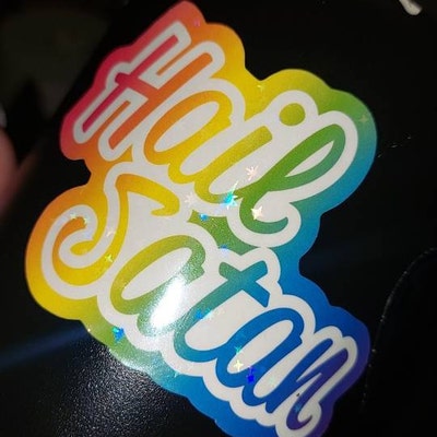 Holographic 90s Nostalgia Inspired Hail Satan Vinyl Sticker, Die Cut ...