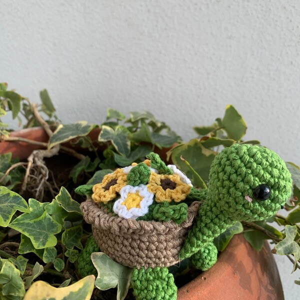 Crochet Pattern Turtle With Flowers, Mother's Day Gift Turtle, Crochet ...