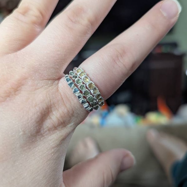 Kyanite Shield Ring Green Raw Crystal Crown Ring Natural Rough Kyanite ...