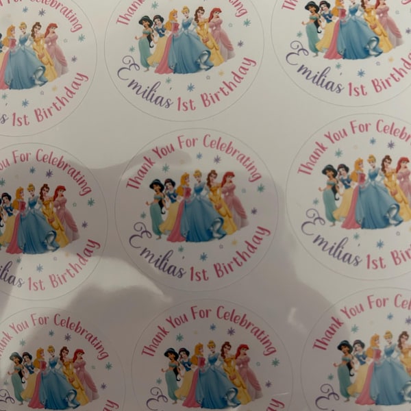 Personalized Princess Birthday Stickers: Party Favor Labels - Etsy UK