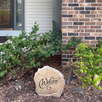 Engraved Welcome Stone Decor Welcome Landscape Rock garden Stone ...