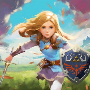 Custom Legend of Zelda Digital Portrait Personalized Video Game Gift ...
