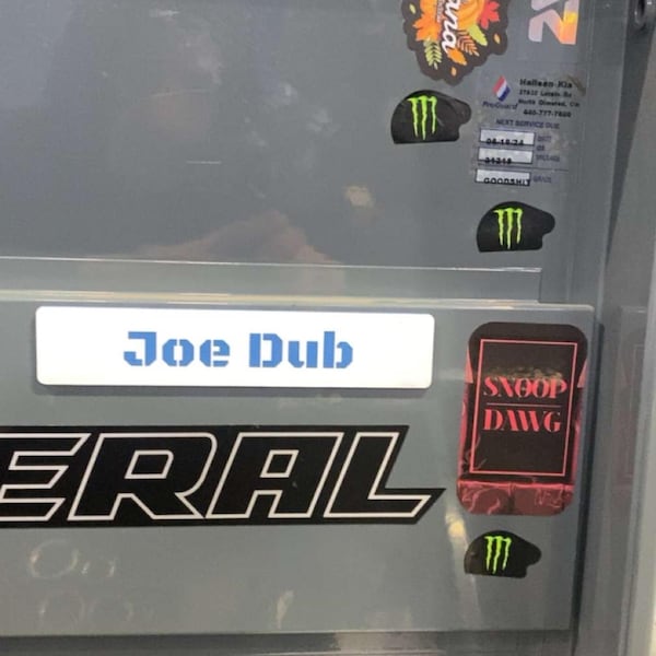 Custom Engraved Car Name Emblem Badge Black With Gray Customized Text ...