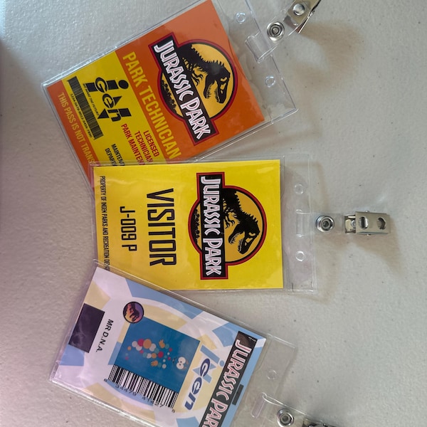 Jurassic Park - Clip-on Ingen ID Photo Pass Badge Set Prop Collection ...