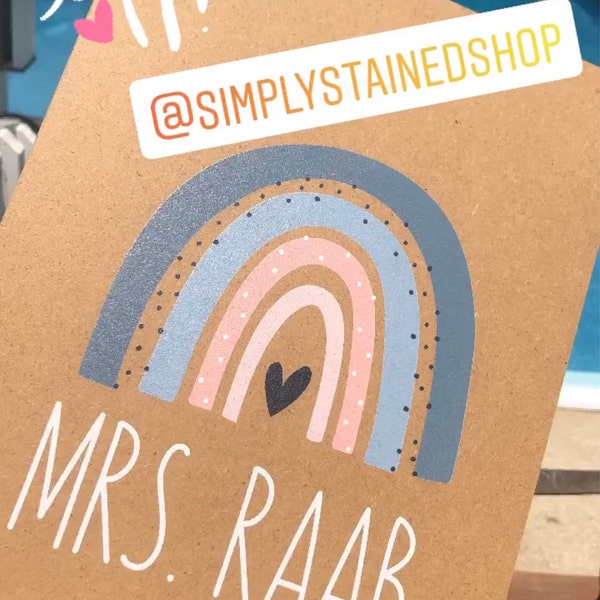 Your Personalized Custom Teacher Name Clipboard Boho Rainbow Teach ...