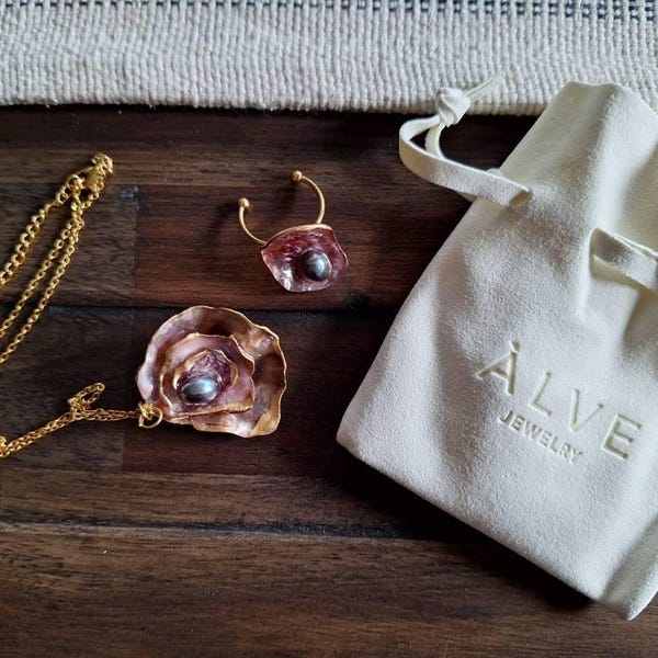 Unique Colored Pearl Ring • Natural Shell Ring • Mermaid Aesthetic Ring ...