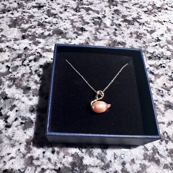 Dainty Swan Pearl Necklace, Natural Freshwater Pearl Sterling Silver ...