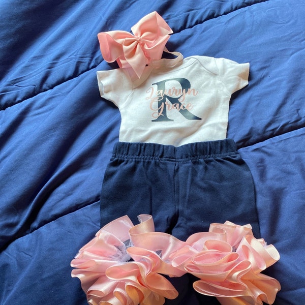 Baby Girl Outfit, Coming Home Outfit, Custom, Handmade, Personalized Newborn, Babyshower Gift ...