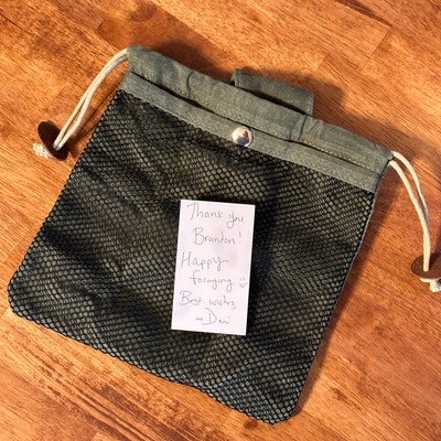 FOREST GREEN MESH Gathering / Foraging Bag Folding Collapsable ...