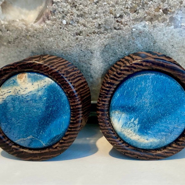 Organic Ear Plugs With Green Wood Inlay | Wooden Green Gauges 10 12 ...