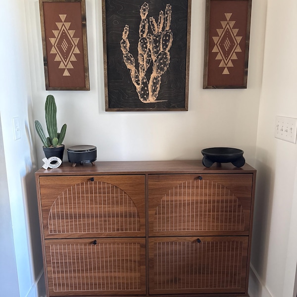 Cactus & Aztec Wooden Wall Art Set: Southwestern Desert Decor - Etsy