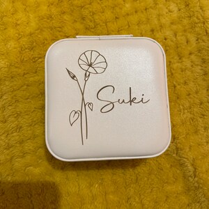 Engraved Birth Flower Jewellery Box, Travel Jewelry Box, Birthday Gift ...
