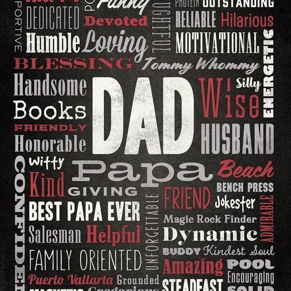 Dad Word Cloud, Dad Word Art, Custom Word Art, Gift for Dad, Word Art ...
