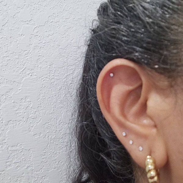 Prong Set Gold Color Implant Grade Titanium Threadless Push Pin 2mm-4mm ...