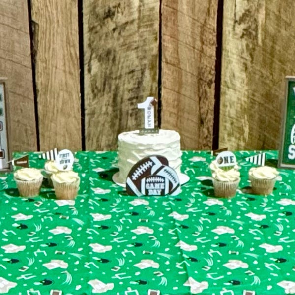 Personalized, Smash Cake, Football First Birthday, First Year Down ...