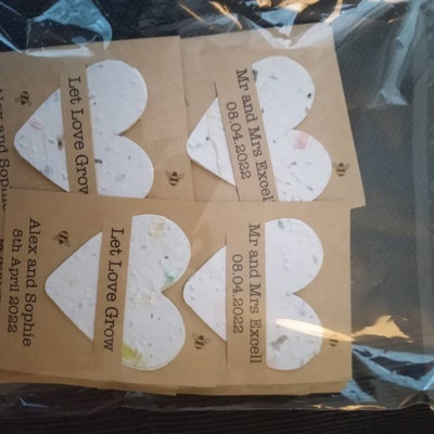 Eco-friendly Hand Crafted Seeded Paper Heart Wedding Favours ...