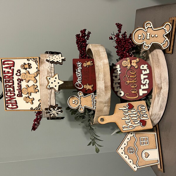 Gingerbread Tiered Tray File SVG, Glowforge Christmas Tier Tray ...