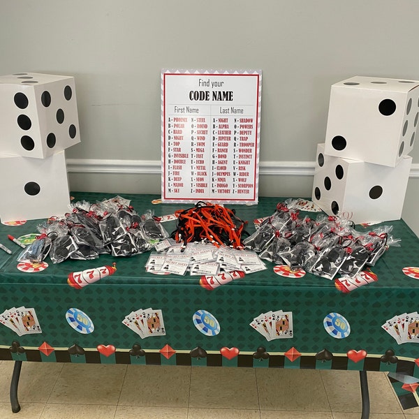 Printable Code Name Chart - Spy Birthday Party Game - Secret Agent ...