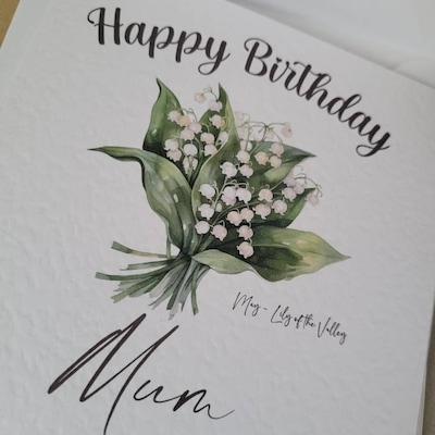 Personalised Birth Flower Card, Customised With Name Stem, Meaningful ...