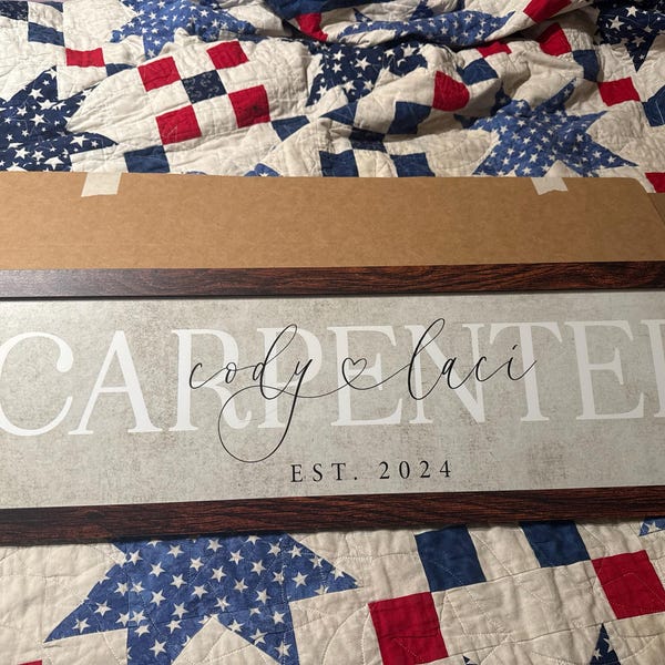 Family Sign, Framed Wood Sign With Last Name, Home Decor Housewarming ...