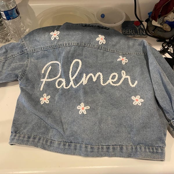 Kids Hand Embroidered Denim Jacket | Personalized Name Kids Jean Jacket ...