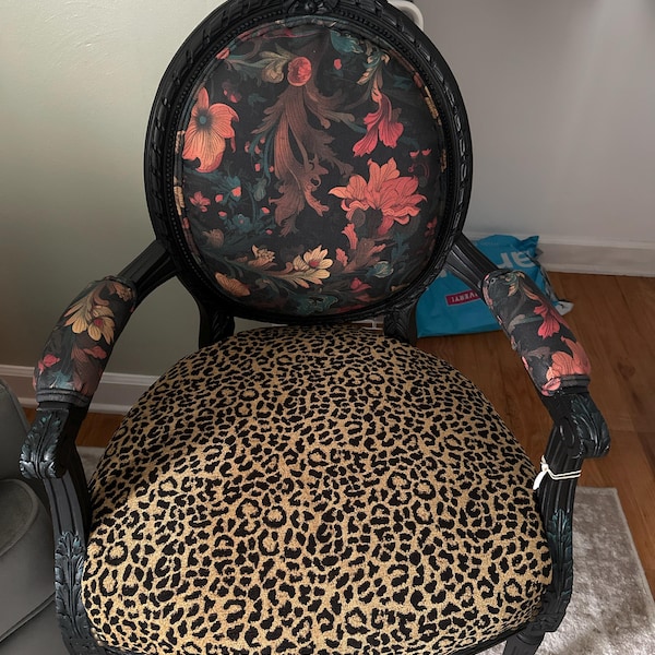 Vintage Kimball Vanity Chair – Custom Moth Embroidery & Mongolian Fur ...