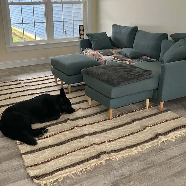 Swiss Grey Woven Rug Scandinavian Area Rug Wool Blanket Personilized ...