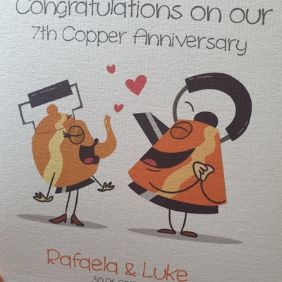Personalised 7th Anniversary Card Copper Anniversary Card Funny ...