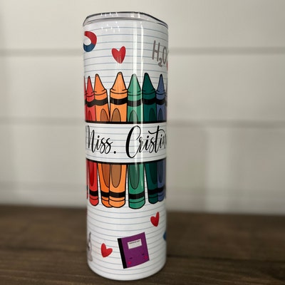 20 Oz Skinny Tumbler Rainbow Glitter Teacher Tumbler Big Heart to Teach ...