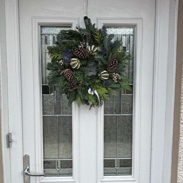 Fresh Christmas Door Wreath Modern Luxury - Etsy