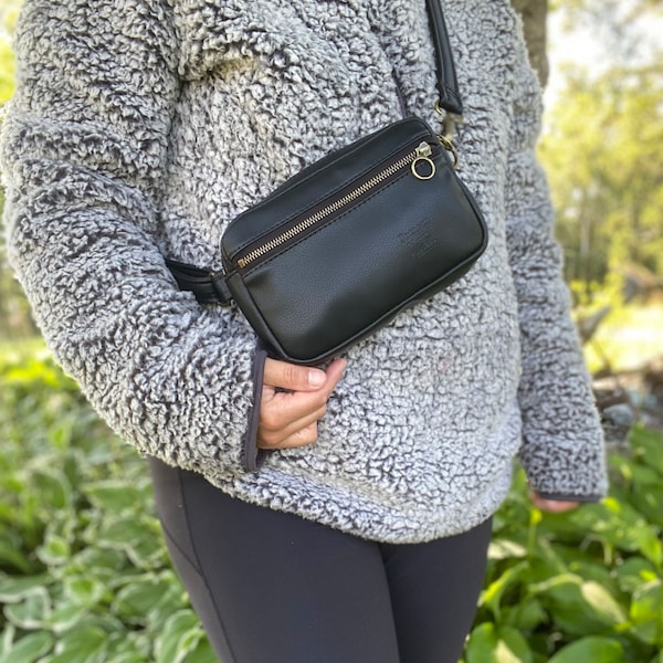 Black Pebble Grain {peta-approved} Vegan Leather Handbag Upholstery ...