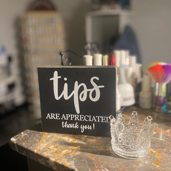 Tips Are Appreciated Thank You Wood Sign Block Office Decor Wooden Sign ...